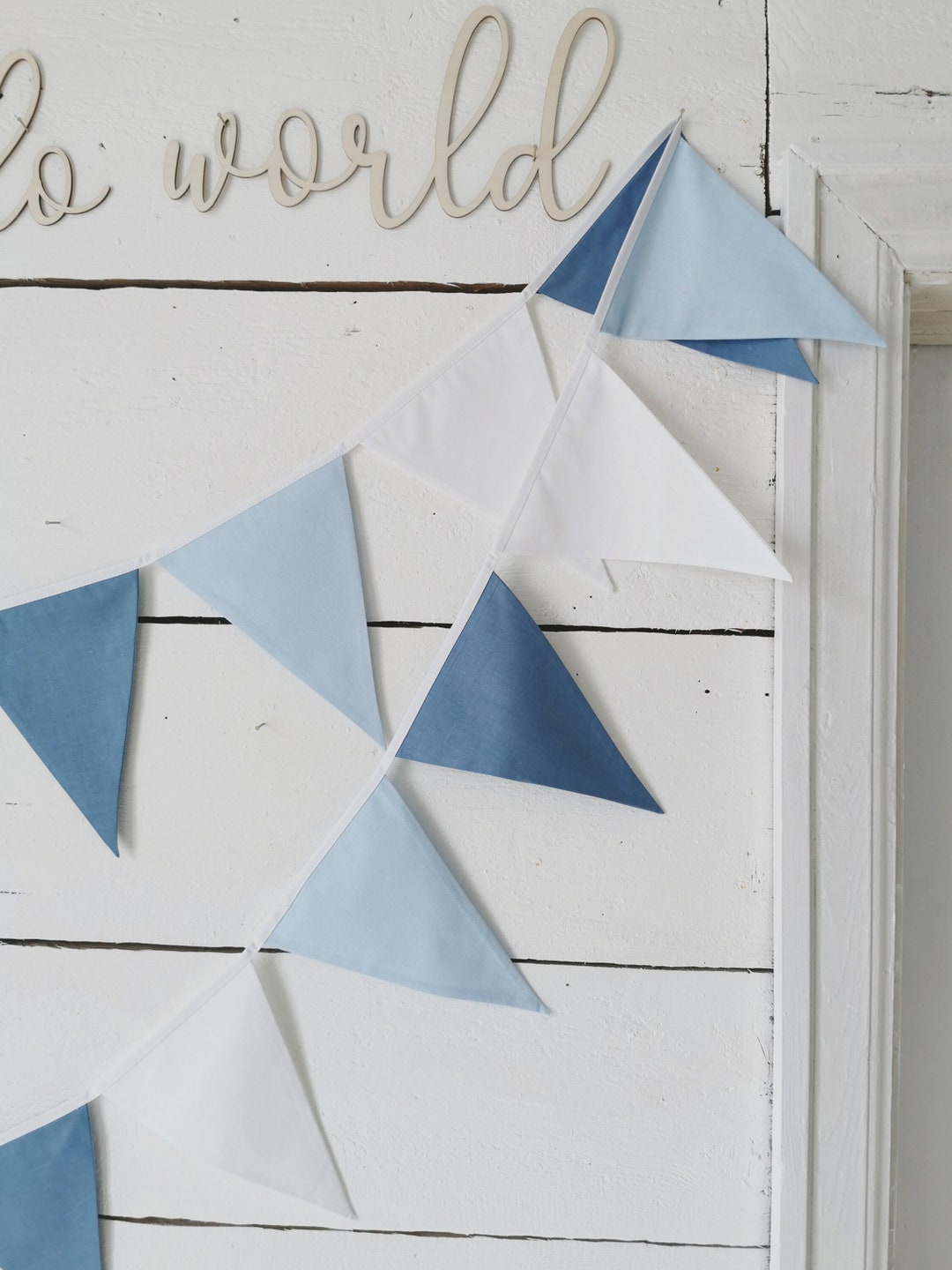 BLUE Bunting Banner, Cotton Flags for Nursery, Garland Wall Decor, Flag ...