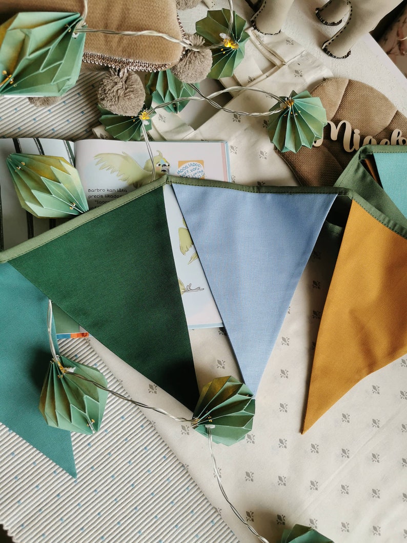 BEIGE Bunting Banner, Cotton Flags for Nursery, Garland Wall Decor ...