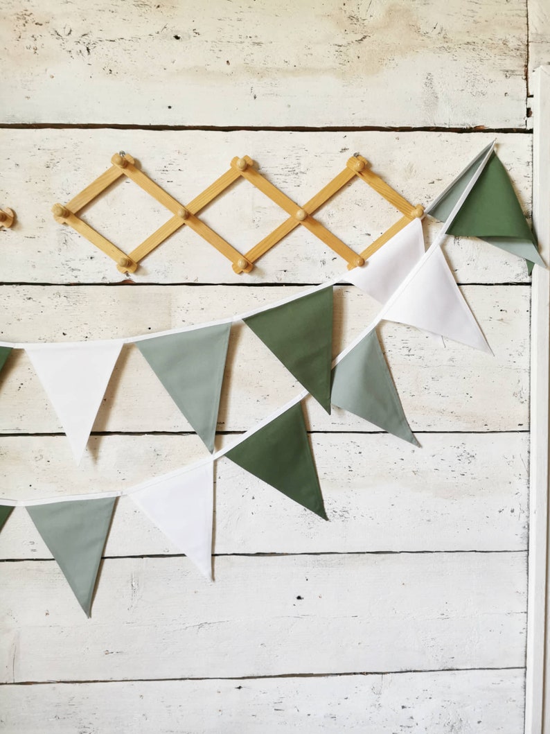 GREEN Bunting Banner, Cotton Flags for Nursery, Garland for Gazebo ...