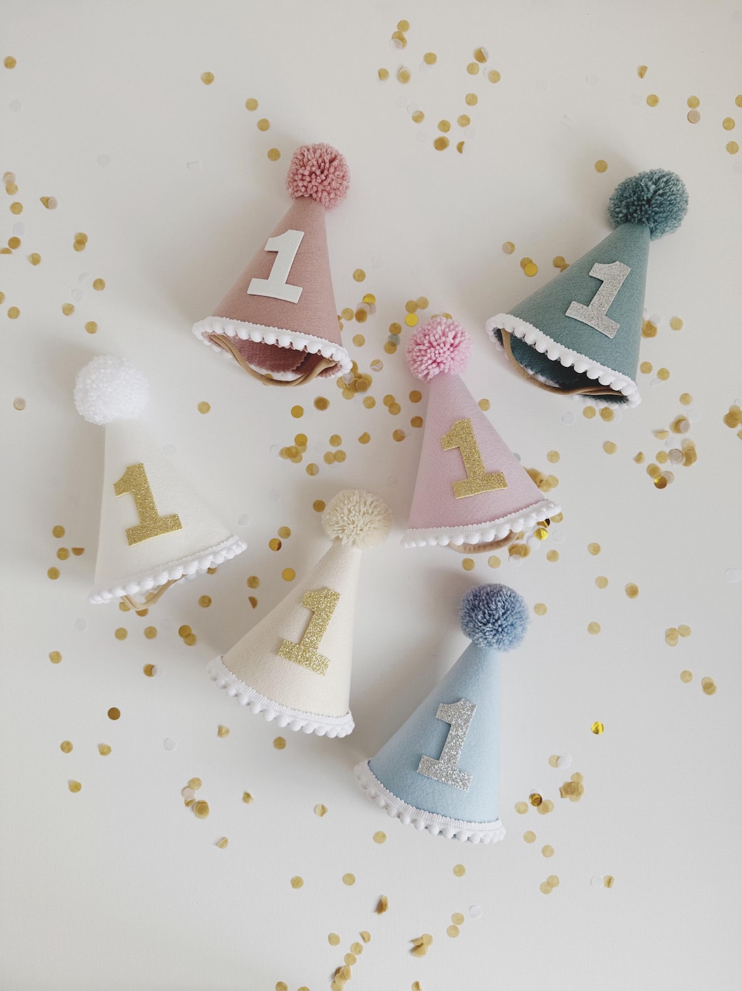 Small Party Hat With Age Number, Party Accessory for 1st Birthday ...