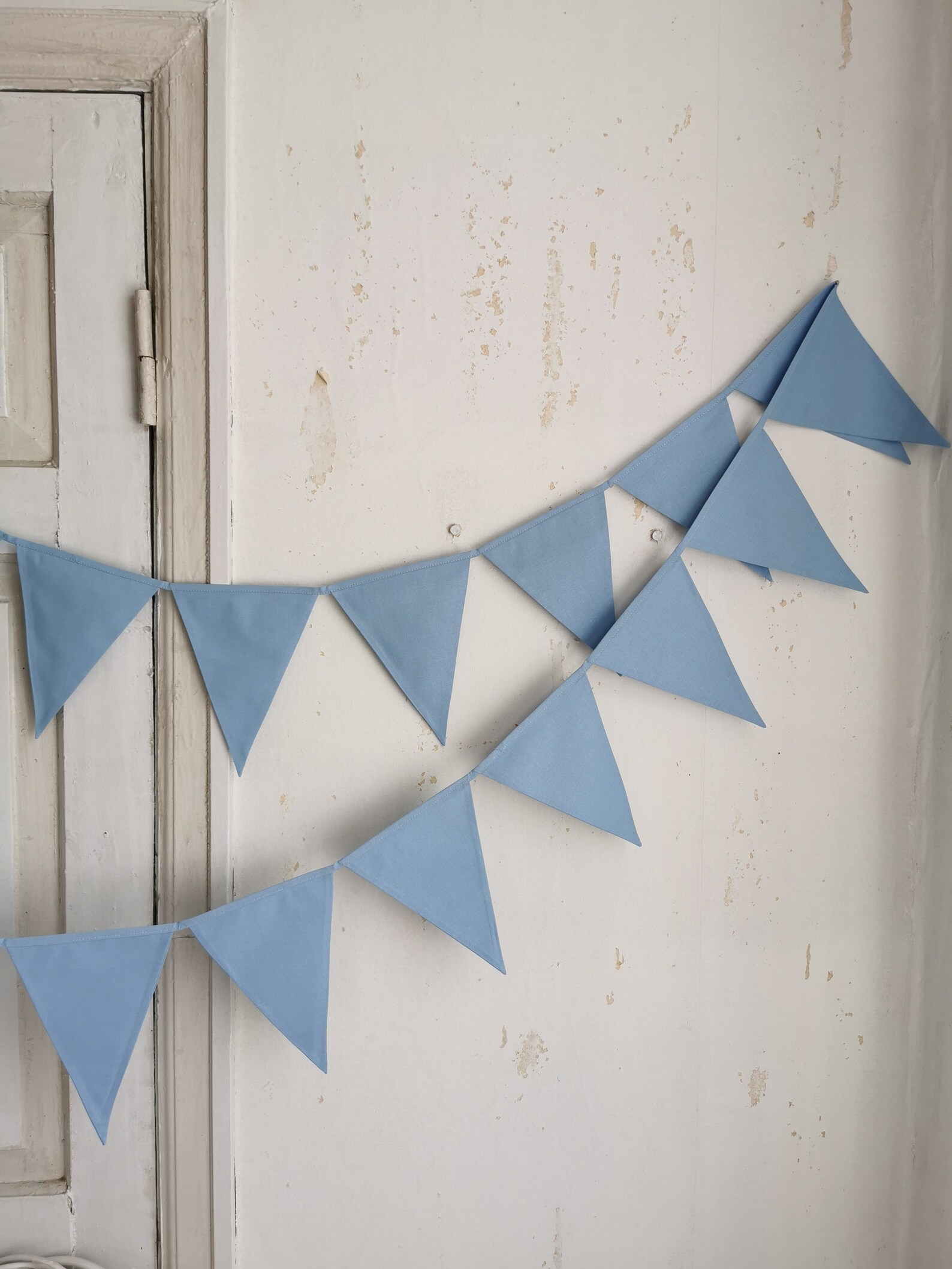 BLUE Bunting Banner, Cotton Flags for Nursery, Garland Wall Decor ...