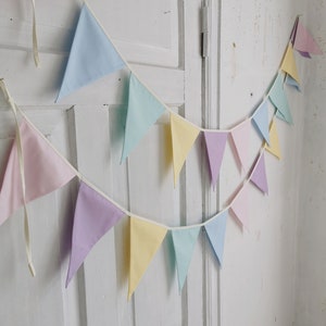 PASTEL Bunting Banner, Cotton Flags for Nursery, Garland Wall Decor ...