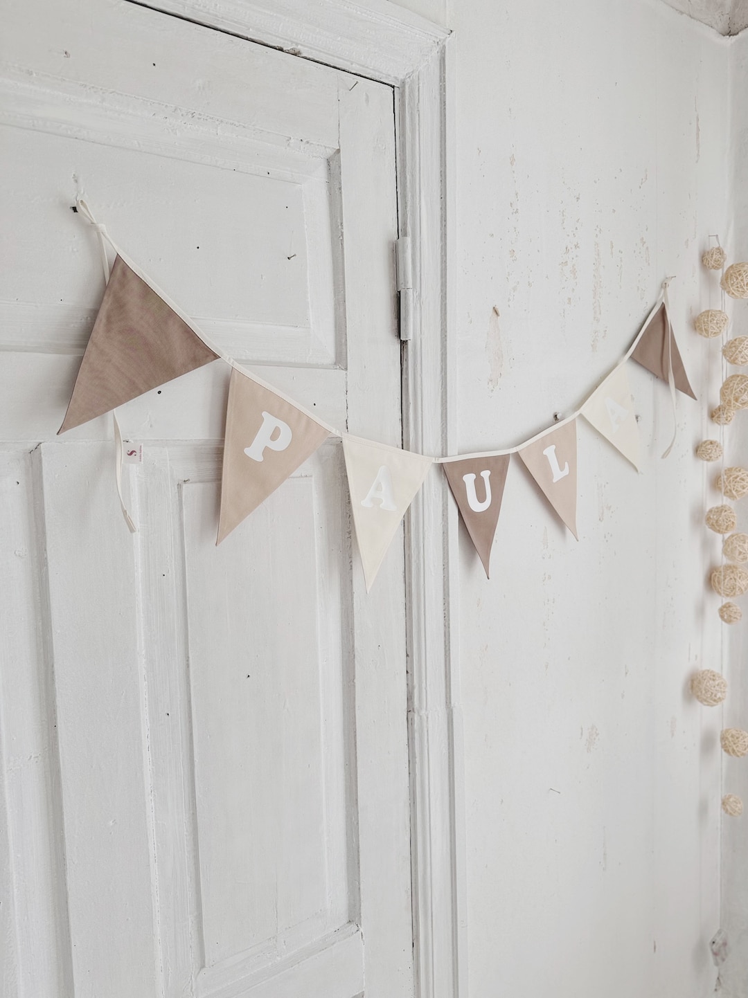 Earth Tone Bunting With Name, Cotton Flags for Wedding, Room Wall Decor ...