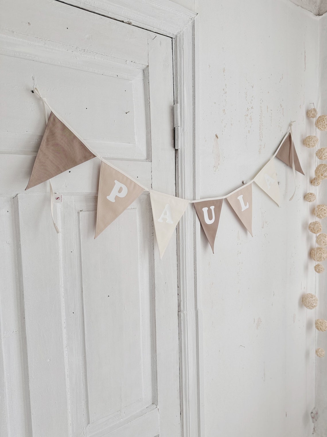 Earth Tone Bunting With Name, Cotton Flags for Wedding, Room Wall Decor ...