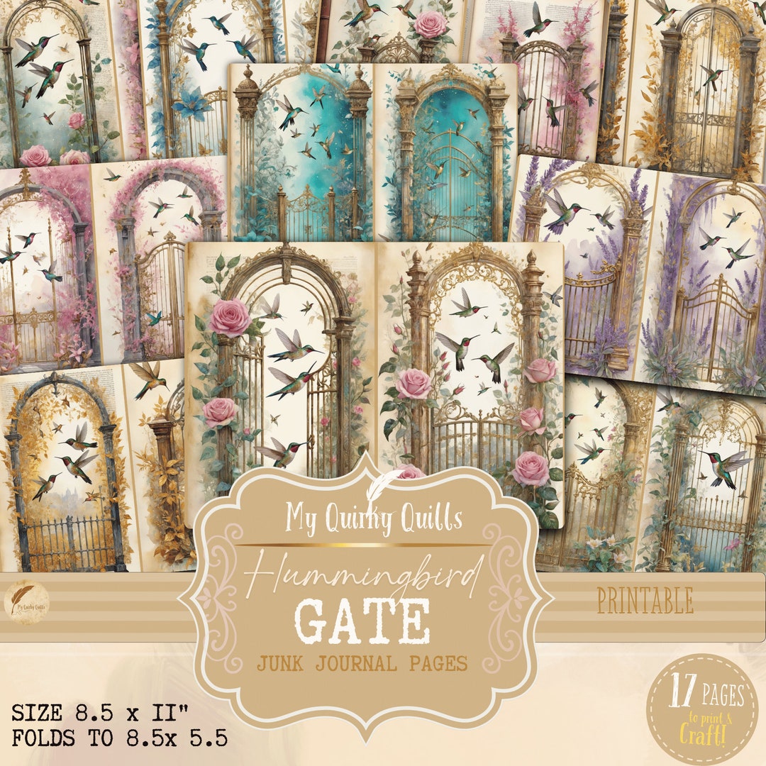 Hummingbird Gate Digital Junk Journal Pages, Nature Scrapbooking ...