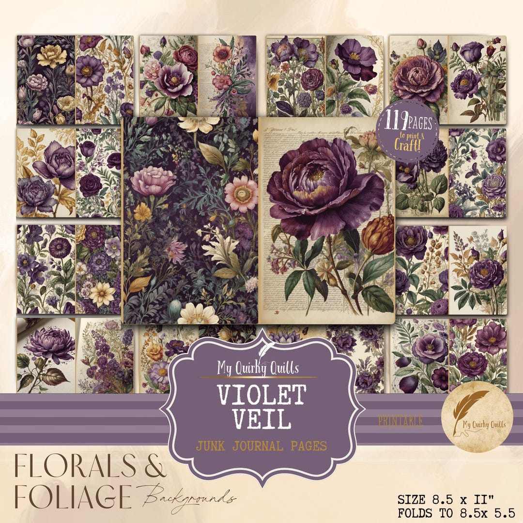 The Violet Veil Floral Backgrounds Bundle, Decorative Scrapbook Pages ...