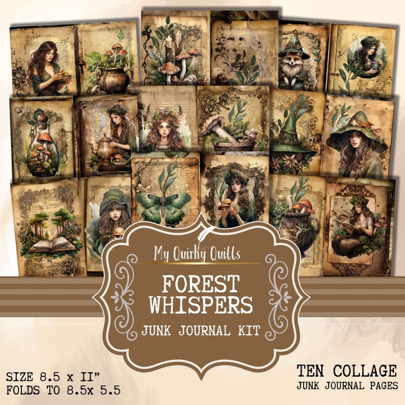 Forest Junk Journal Kit Printable Pages | Green Forest Witch Journal ...