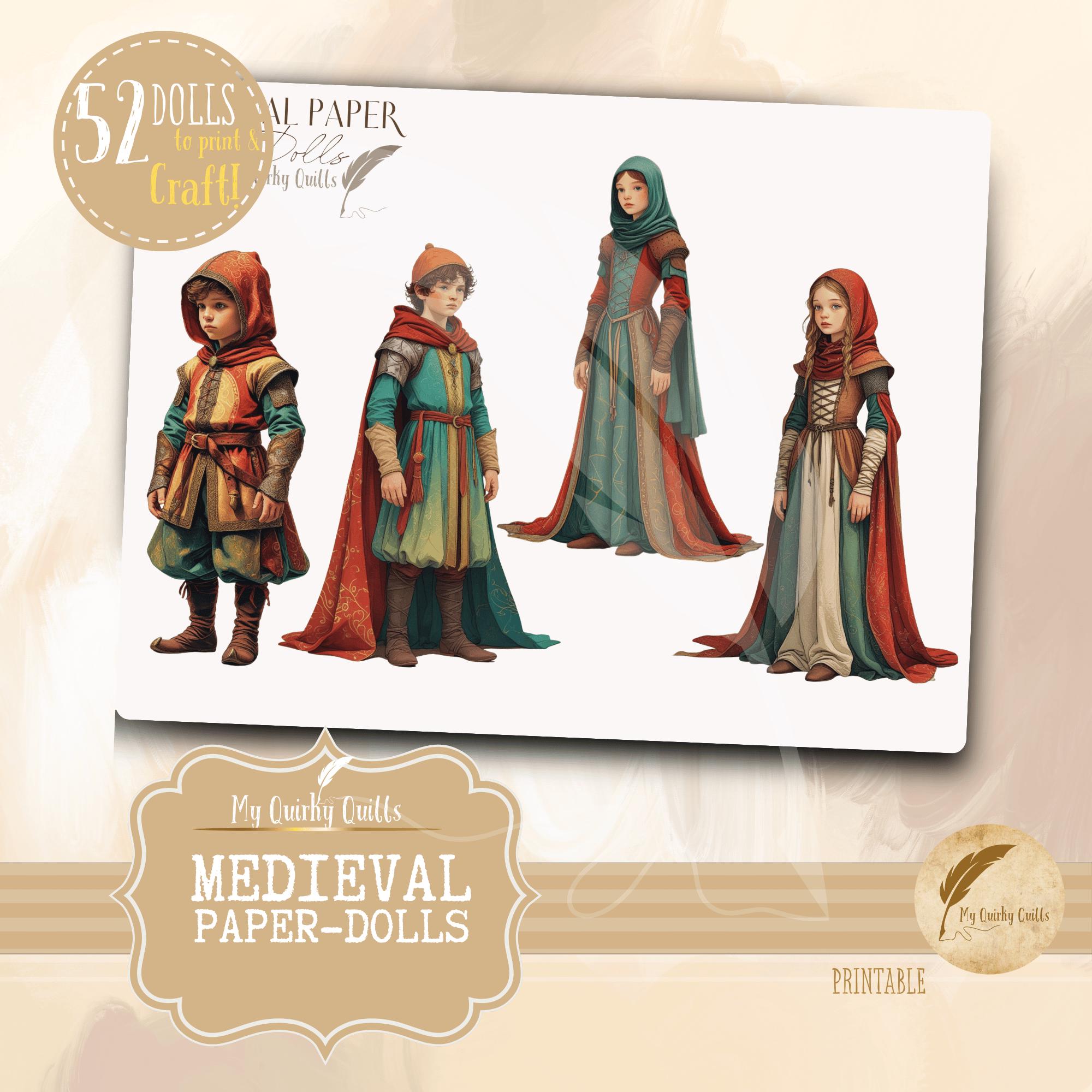 Medieval Paper Doll Fussy Cuts, Digital Ephemera, Whimsical Printable ...