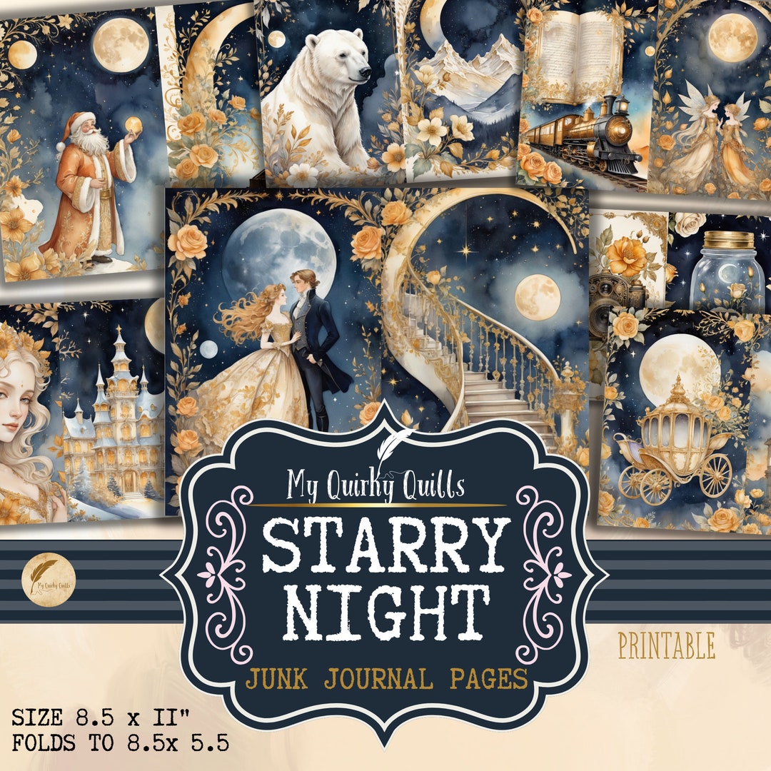 Starry Night Christmas Junk Journal Decorative Craft Paper Scrapbooking ...