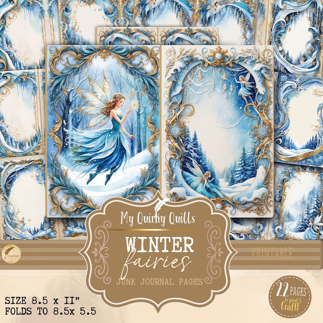 Winter Fairies Themed Border Writing Paper, Junk Journal Stationery ...
