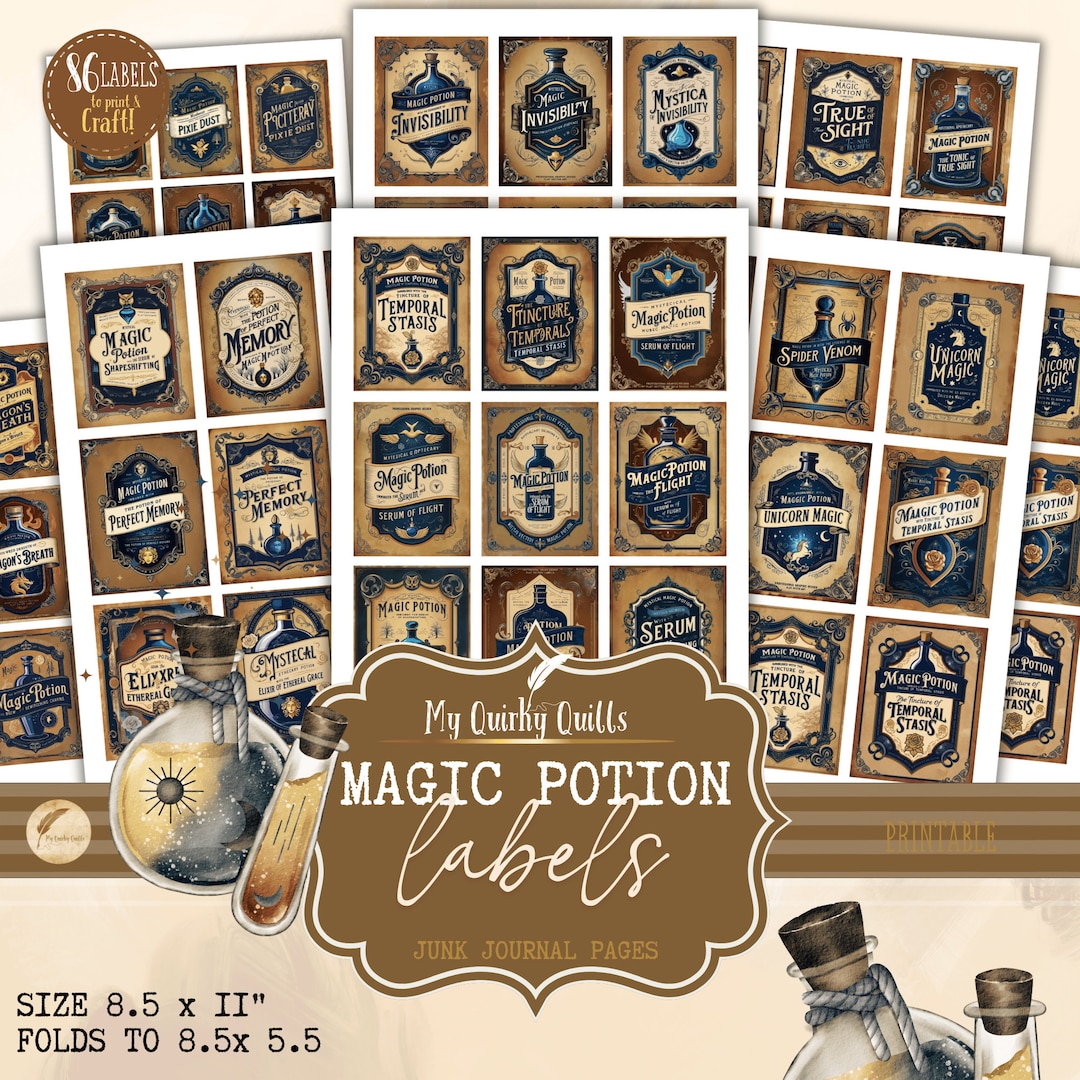 Magic Potion Labels Digital Junk Journal Ephemera, Halloween Witch ...