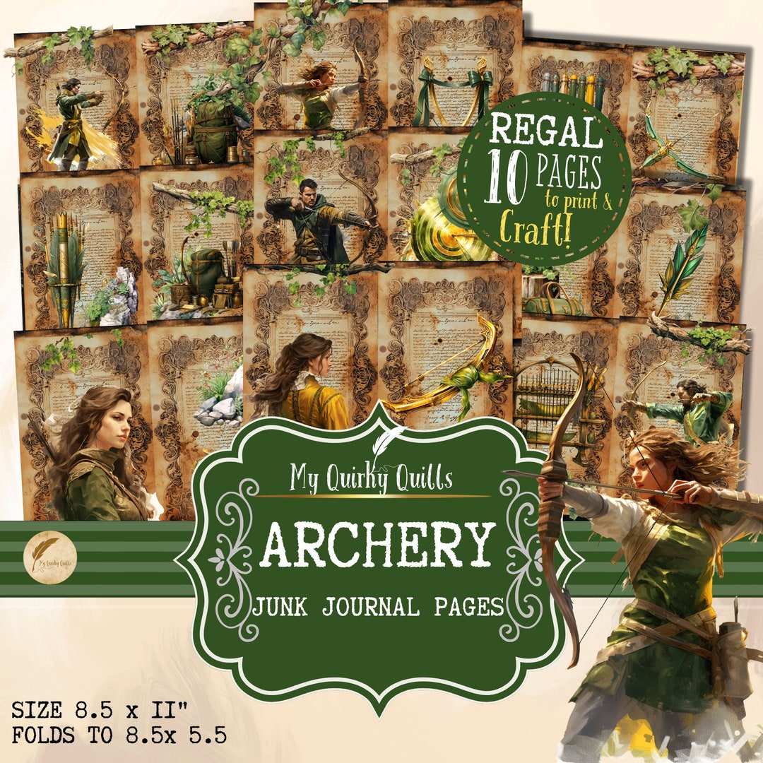 Archery Junk Journal Printable Scrapbooking Paper, Collage Pages Craft ...