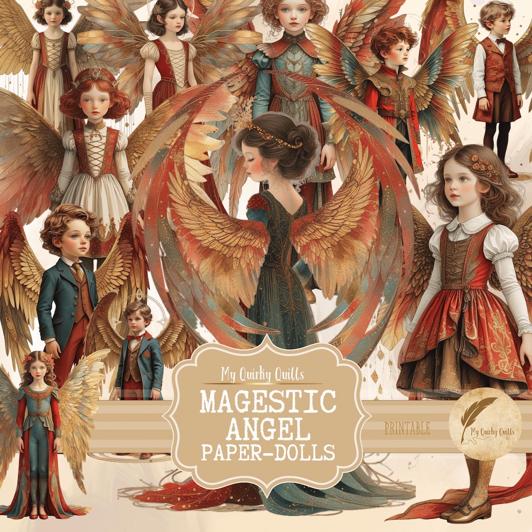 Vintage Angel Paper Doll Fussy Cuts, Digital Ephemera, Whimsical ...