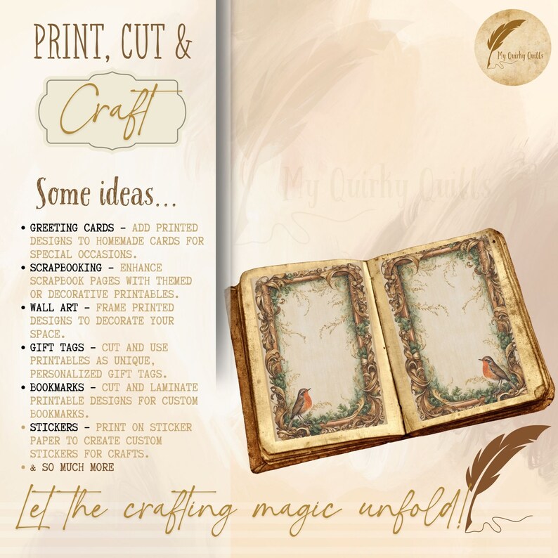 Robin Forest Themed Border Writing Paper, Junk Journal Paper ...