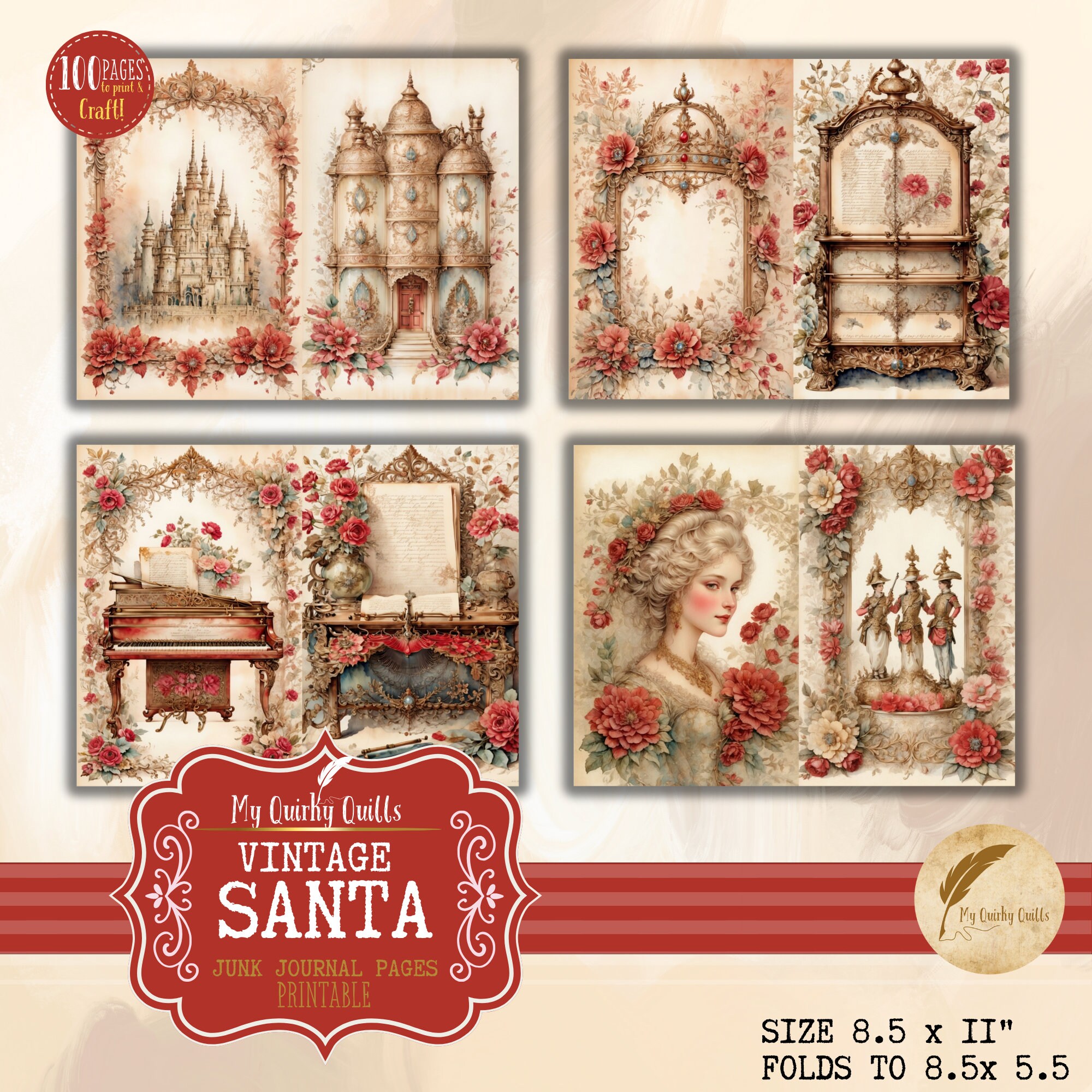 Rococo Christmas Junk Journal Decorative Craft Paper Scrapbooking ...