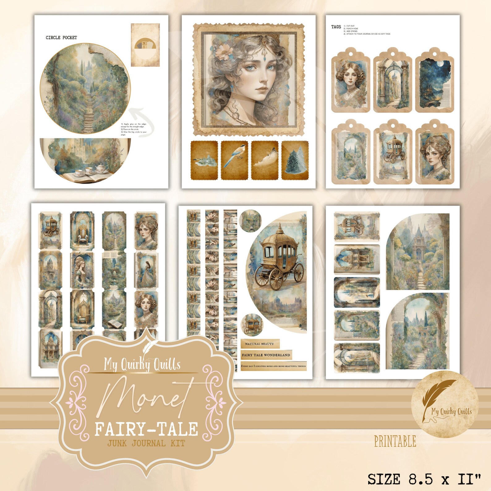 Monet Fairy Tale Junk Journal Kit Ephemera | Scrapbooking Printable ...