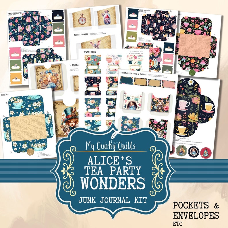 Quirky Tea Party Junk Journal Kit | Printable Junk Journalling for ...