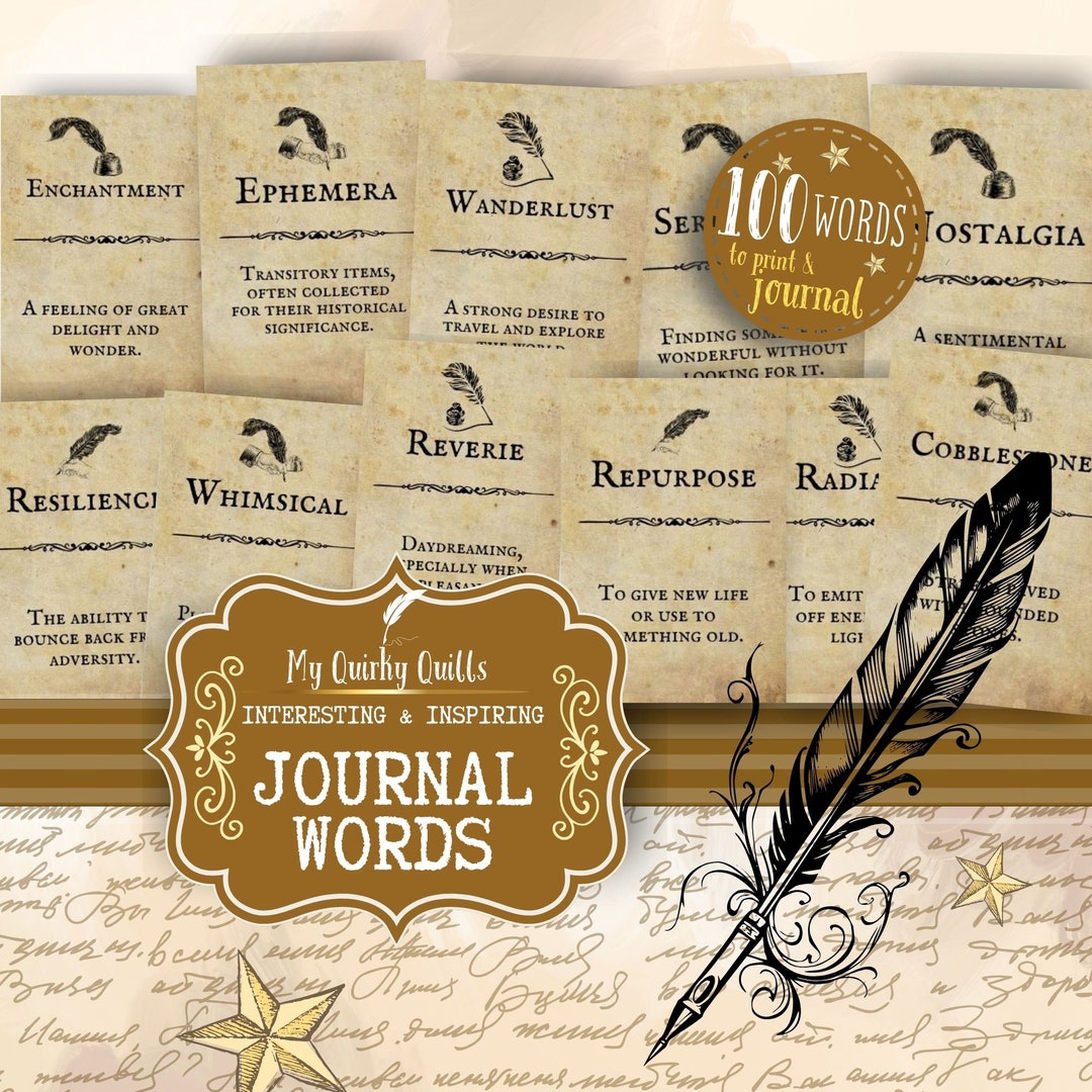 100 Journal Words Printabe Cards for Scrapbooking | Junk Journal ...