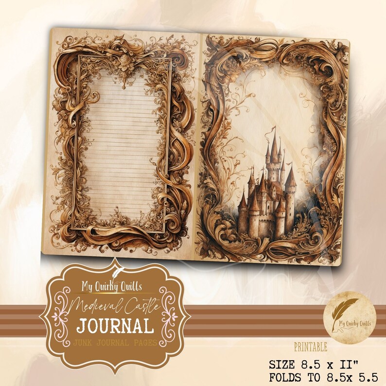 Medieval Castle Border Writing Paper, Junk Journal Stationery ...