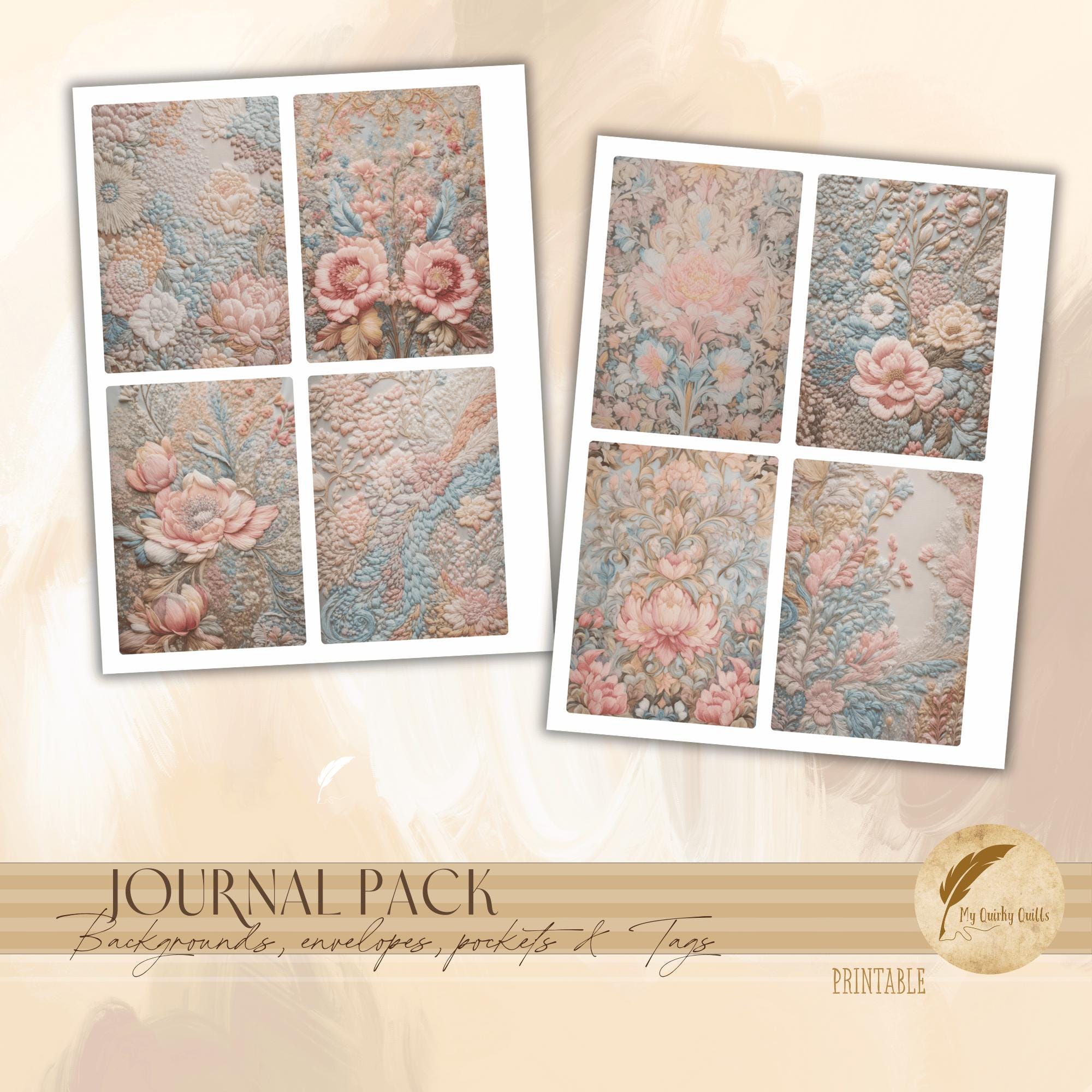 Medieval Pastel Tapestry Junk Journal Kit Part 2 | Embroidery Inspired ...