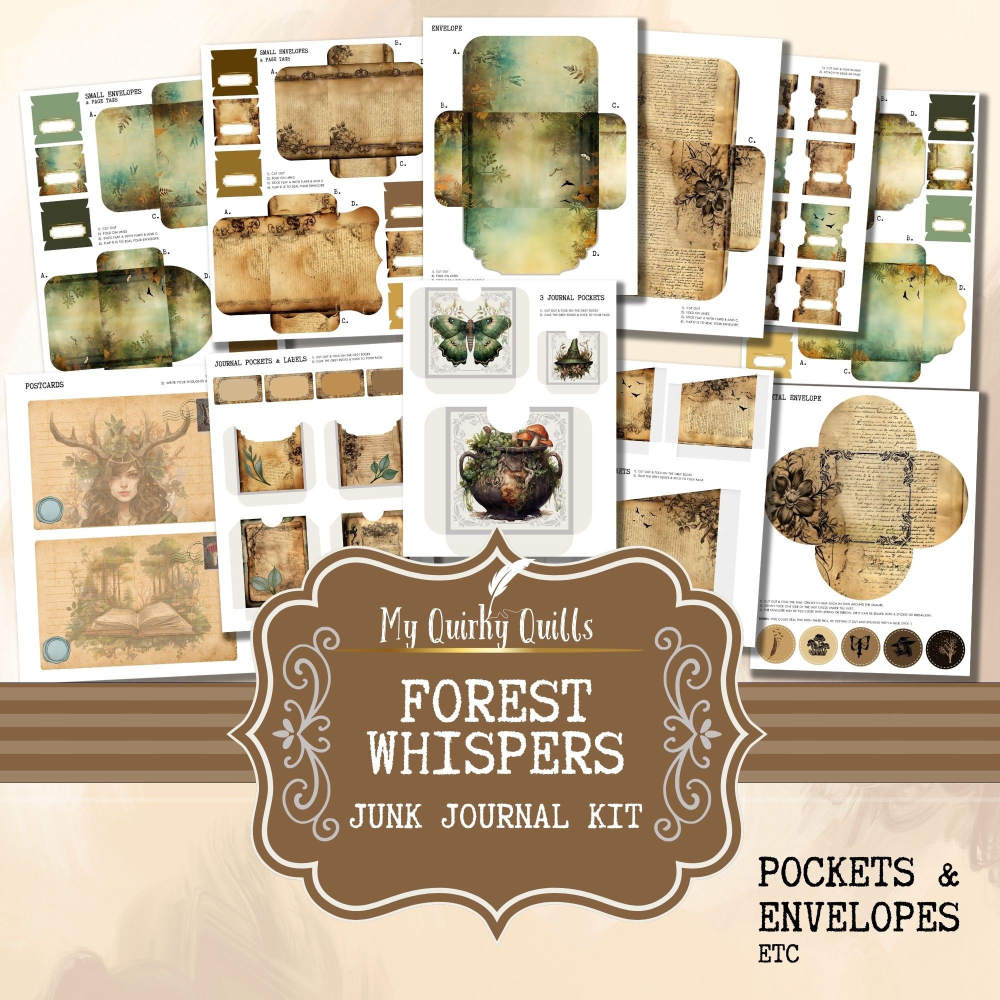 Forest Junk Journal Kit Printable Pages | Green Forest Witch Journal ...