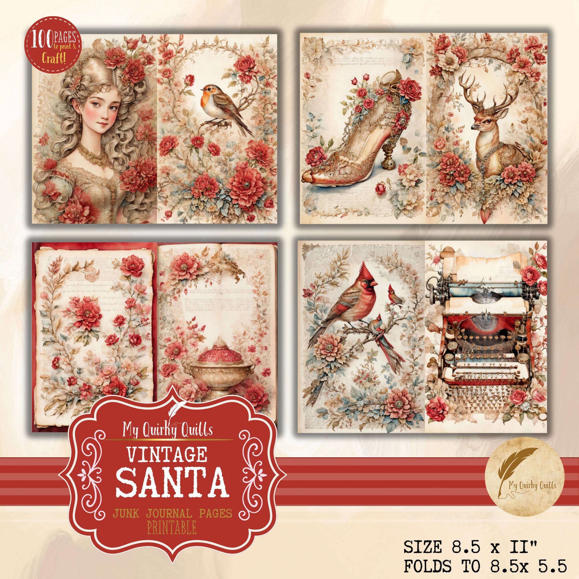 Rococo Christmas Junk Journal Decorative Craft Paper Scrapbooking ...