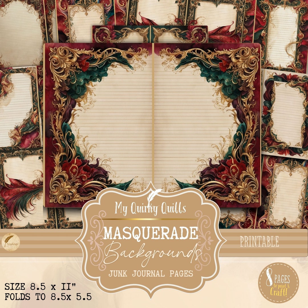 Masquerade Themed Border Writing Paper, Junk Journal Stationery ...