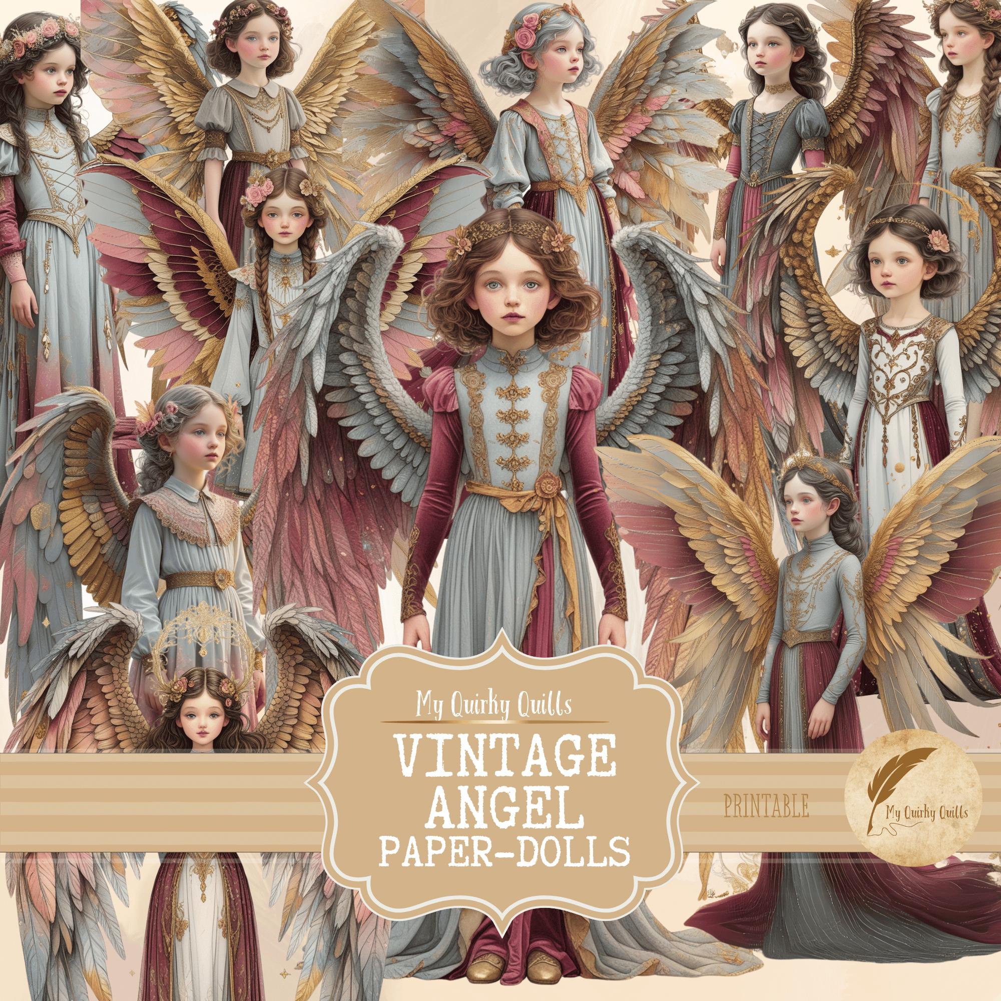 Vintage Angel Paper Doll Fussy Cuts, Digital Ephemera, Whimsical ...