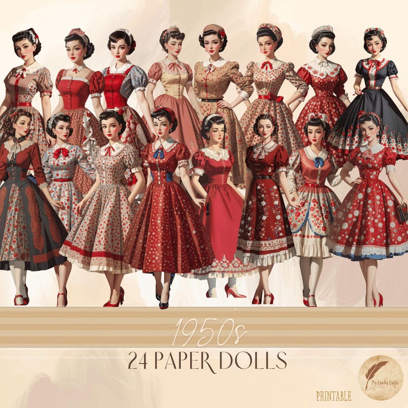 Printable 1950s Paper Dolls | Retro Ephemera for Junk Journals ...