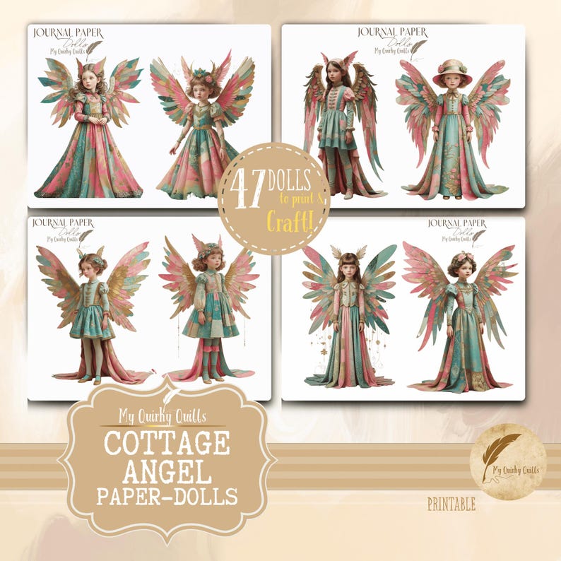 Cottage Angel Paper Doll Fussy Cuts, Whimsical Printable, Junk Journal ...