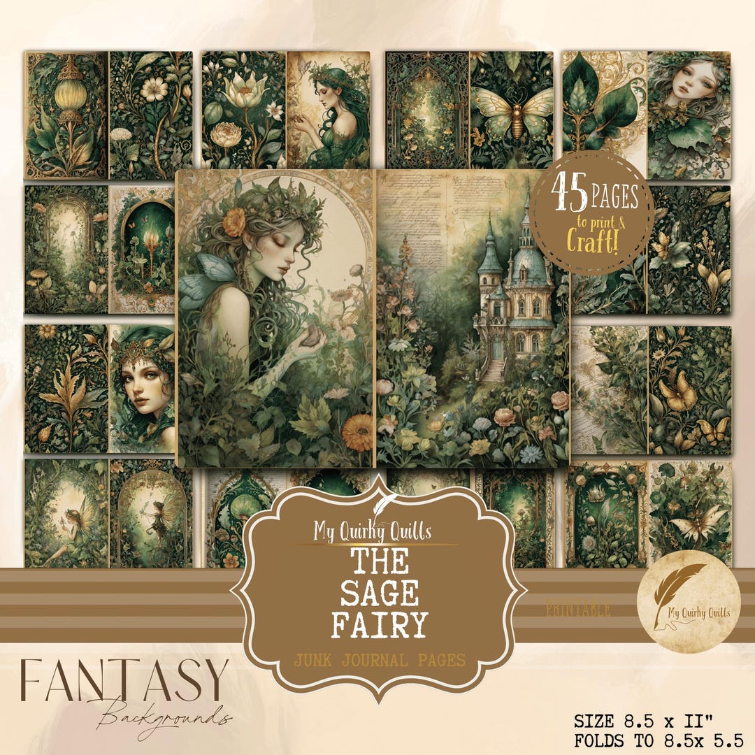 Sage Fairy Fantasy Backgrounds, Decorative Scrapbook Pages, Junk ...