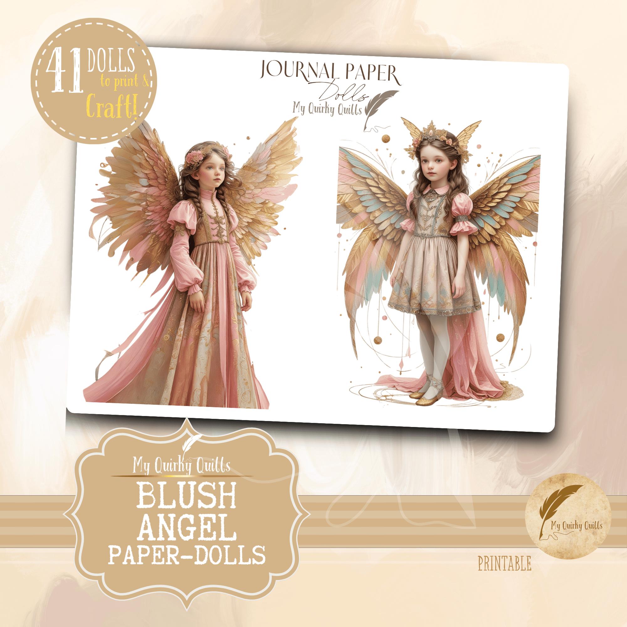Pink Angel Paper Doll Art Fussy Cuts Gift, Digital Ephemera, Whimsical ...
