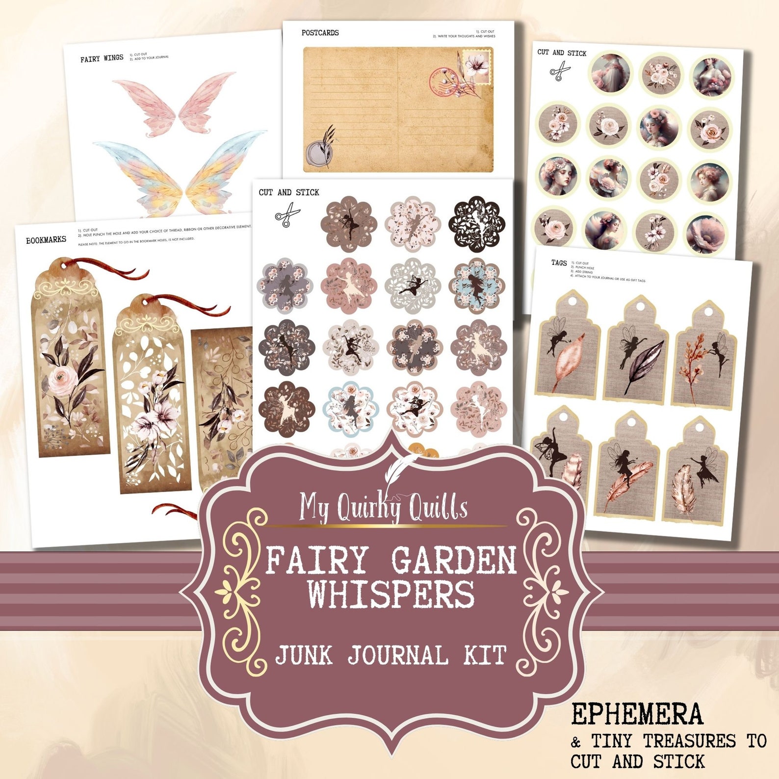 Fairy Junk Journal Kit Printable | Scrapbooking Fairy Garden Ephemera ...