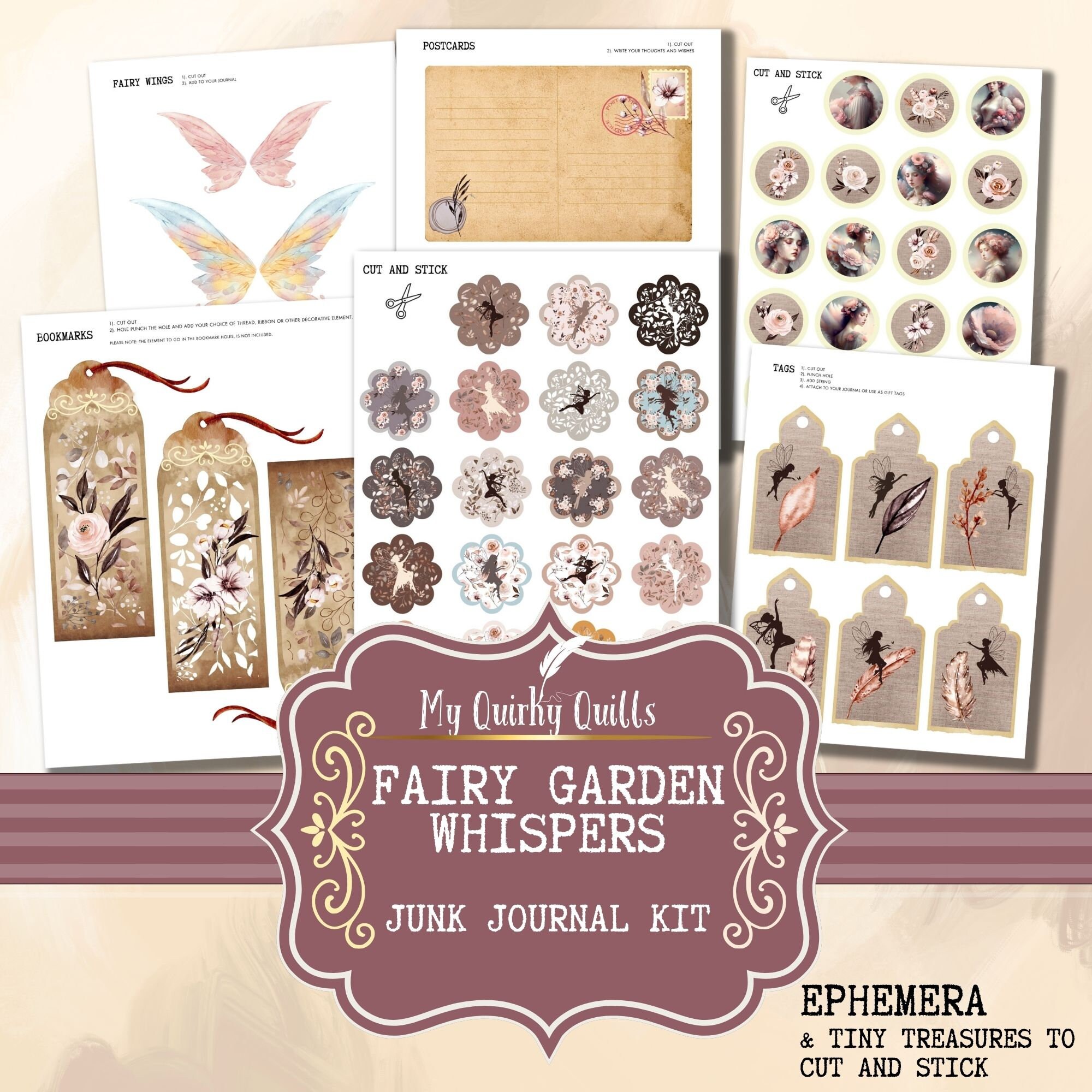 Fairy Junk Journal Kit Printable | Scrapbooking Fairy Garden Ephemera ...