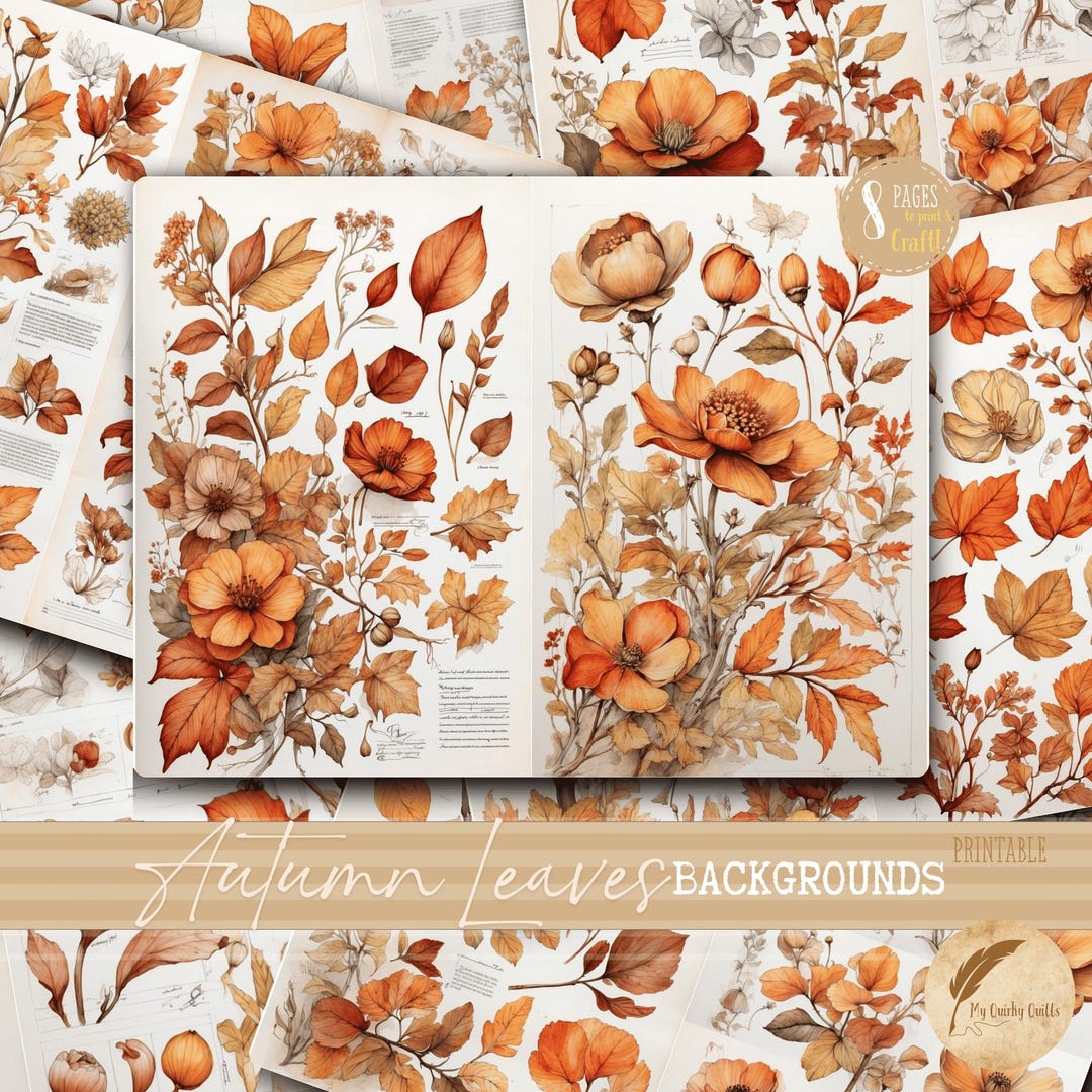 Printable Autumn Leaves Junk Journal Backgrounds | Fall Journaling ...