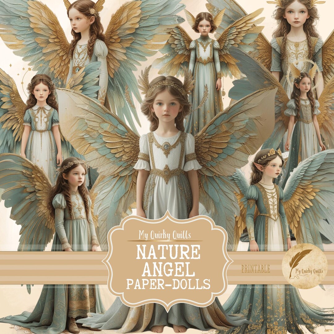 Nature Angel Paper Doll Fussy Cuts, Digital Ephemera, Whimsical ...