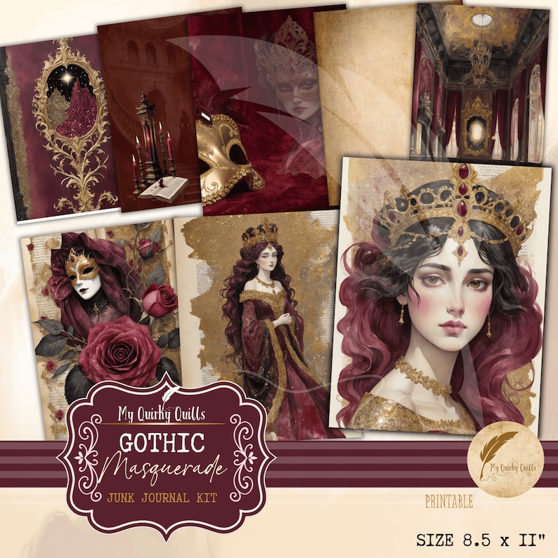 Gothic Masquerade Junk Journal Kit Dark Romantic Fairy Tale Ephemera ...