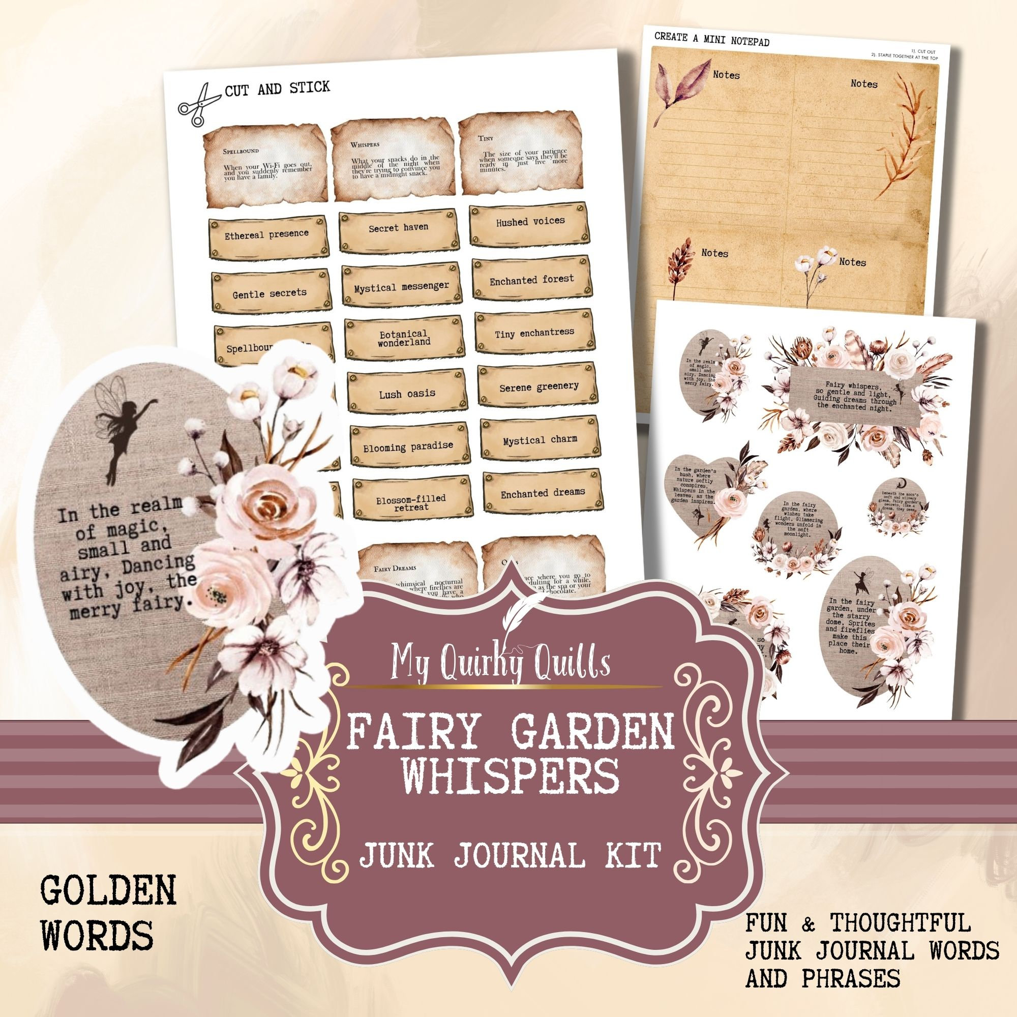 Fairy Junk Journal Kit Printable | Scrapbooking Fairy Garden Ephemera ...