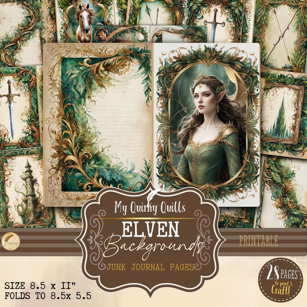 Elven Forest Fantasy Themed Border Writing Paper, Junk Journal ...