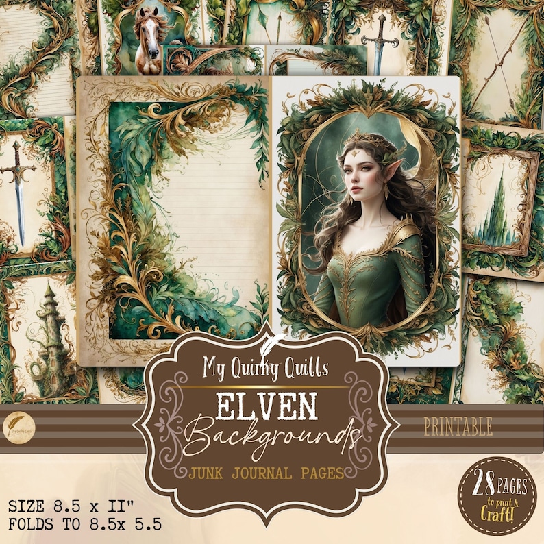 Elven Forest Fantasy Themed Border Writing Paper, Junk Journal ...