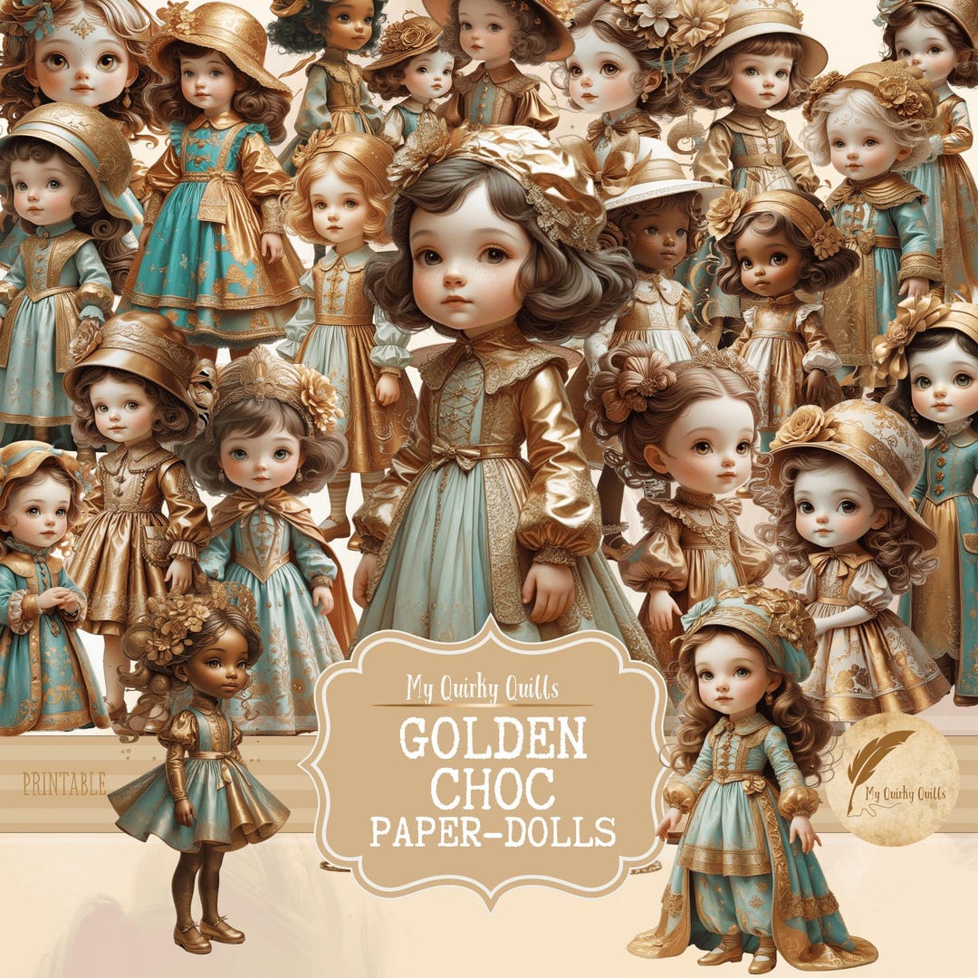 Cute Chocolate Paper Doll Fussy Cuts, Digital Ephemera, Whimsical ...