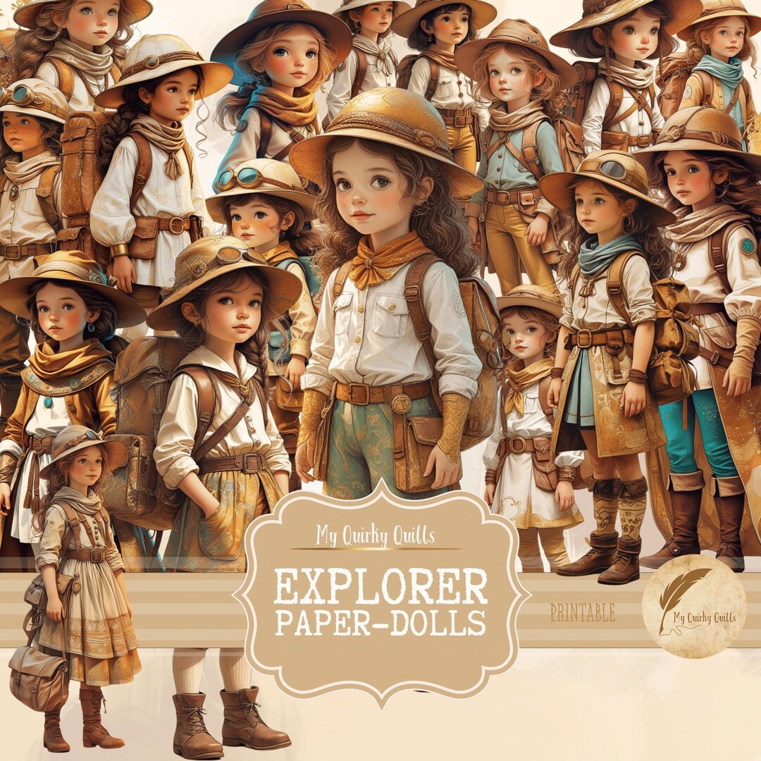 Explorer Paper Doll Art Fussy Cuts, Digital Ephemera, Whimsical ...