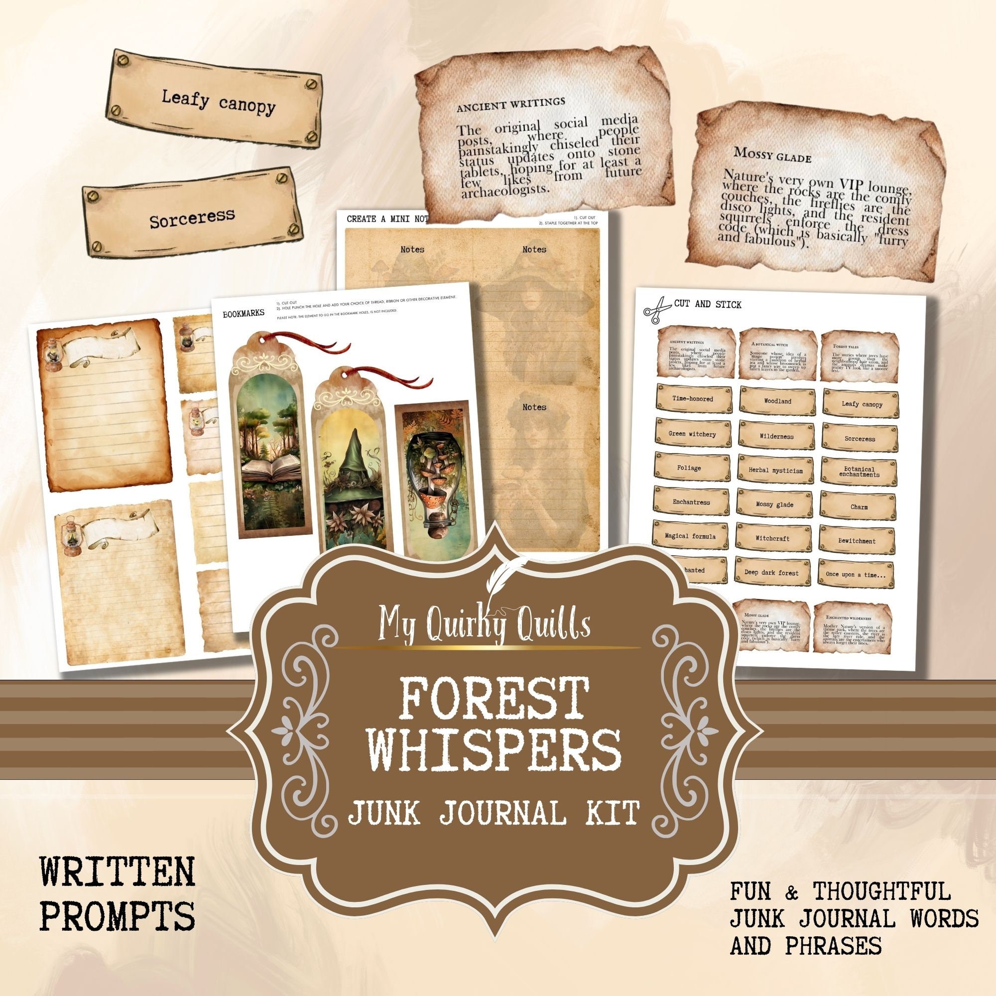 Forest Junk Journal Kit Printable Pages | Green Forest Witch Journal ...