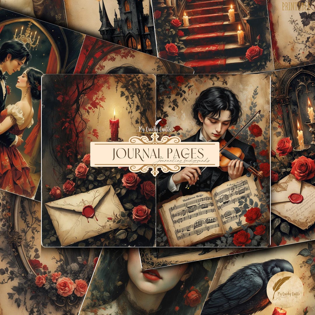 Gothic Fairy Tale Vampire Junk Journal Pages | Dark Fantasy Ephemera ...