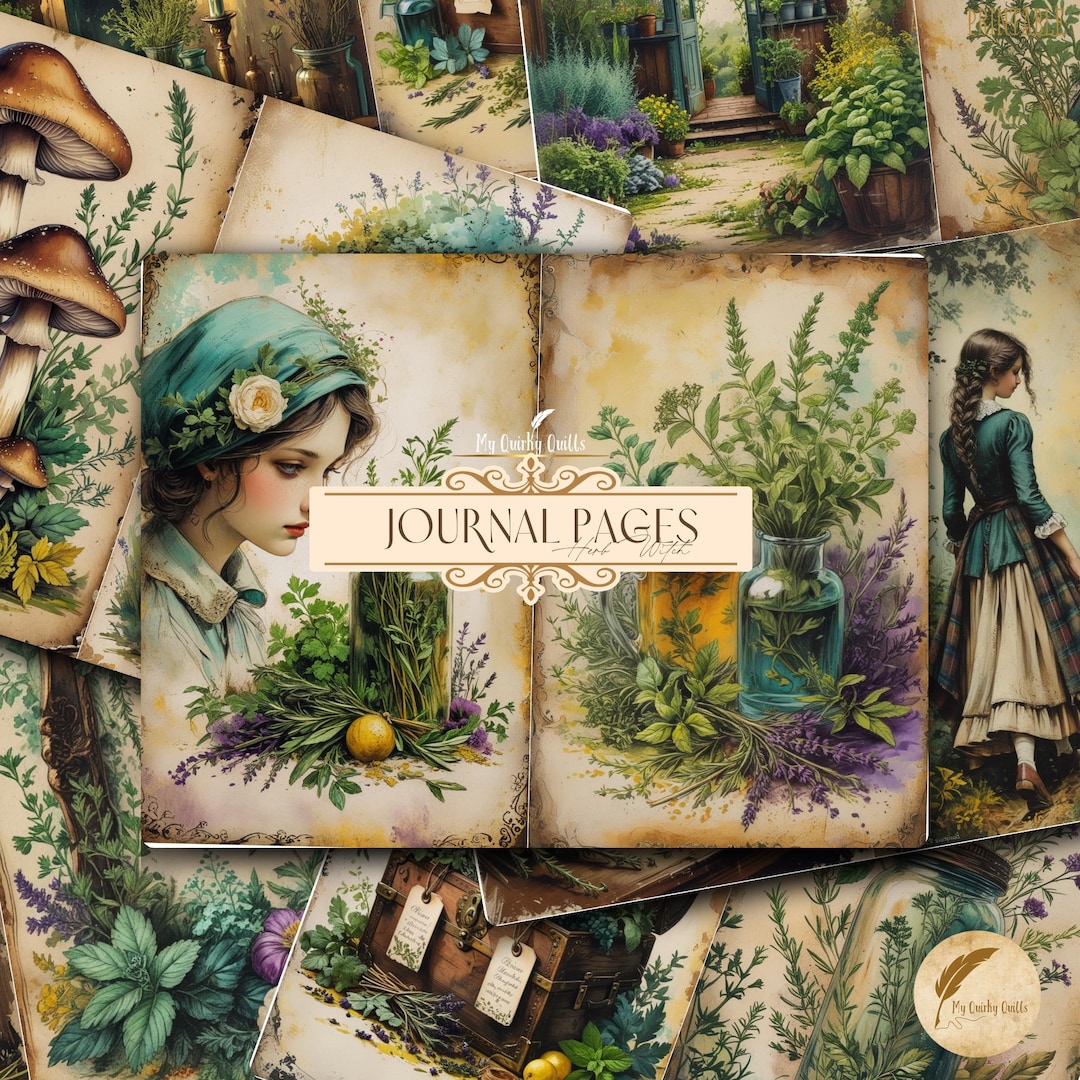 Herb Witch Junk Journal Pages | Botanical Witch Printables | Green ...