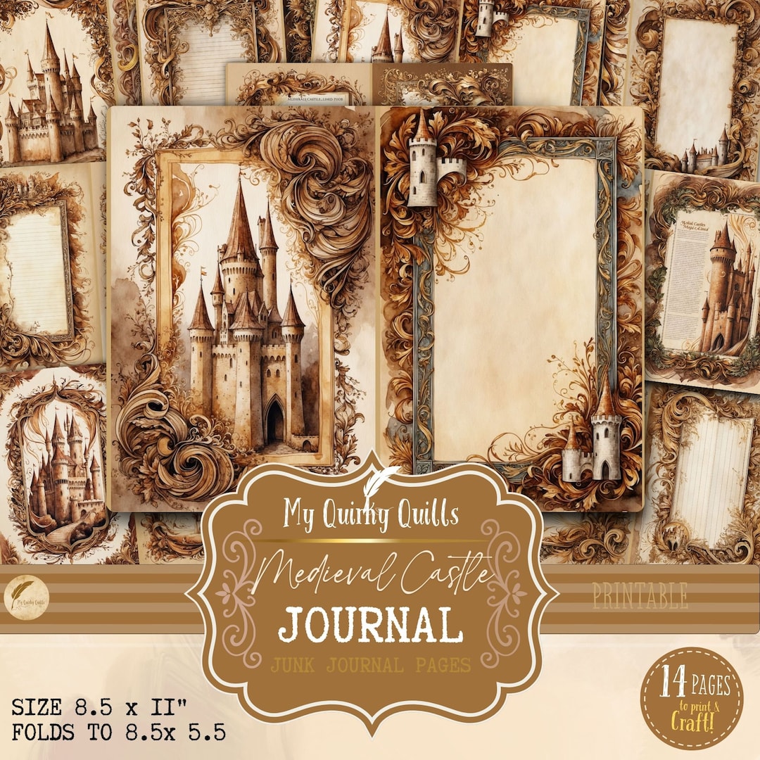 Medieval Castle Border Writing Paper, Junk Journal Stationery ...