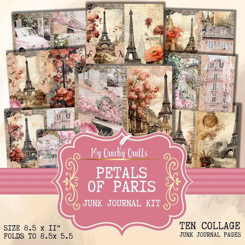 Printable Paris Junk Journal Kit for Crafters | Scrapbooking Envelopes ...