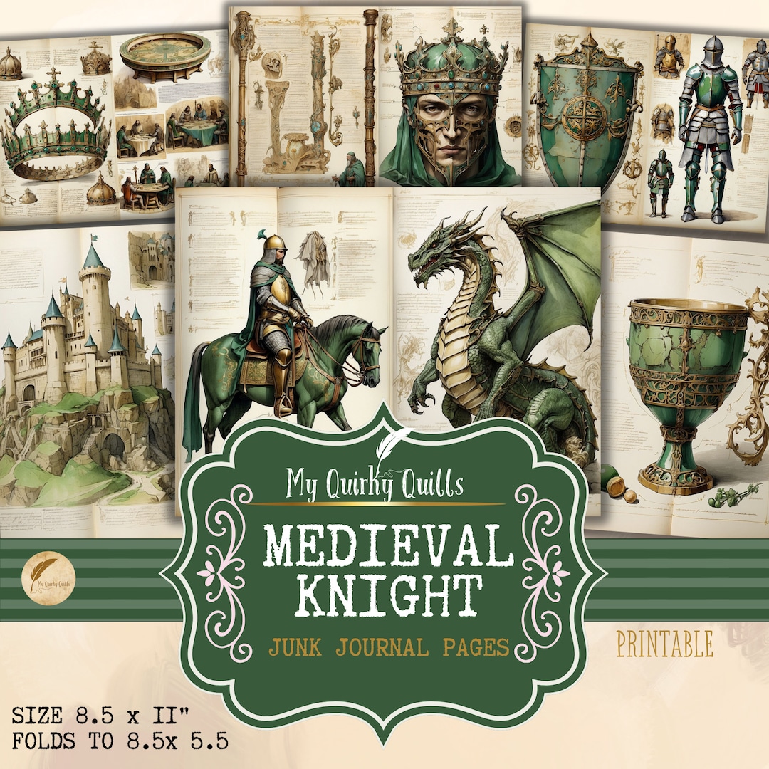 Medieval Knight Dragons Junk Journal Decorative Craft Paper ...