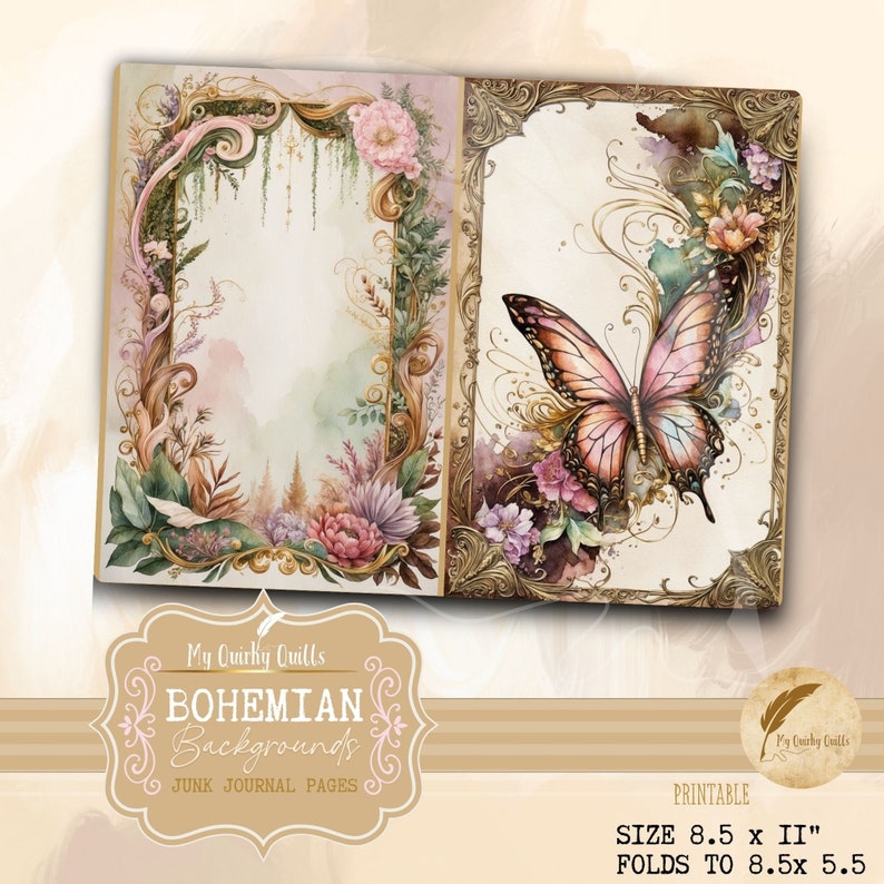 Bohemian Witch Themed Border Writing Paper, Junk Journal Stationery ...