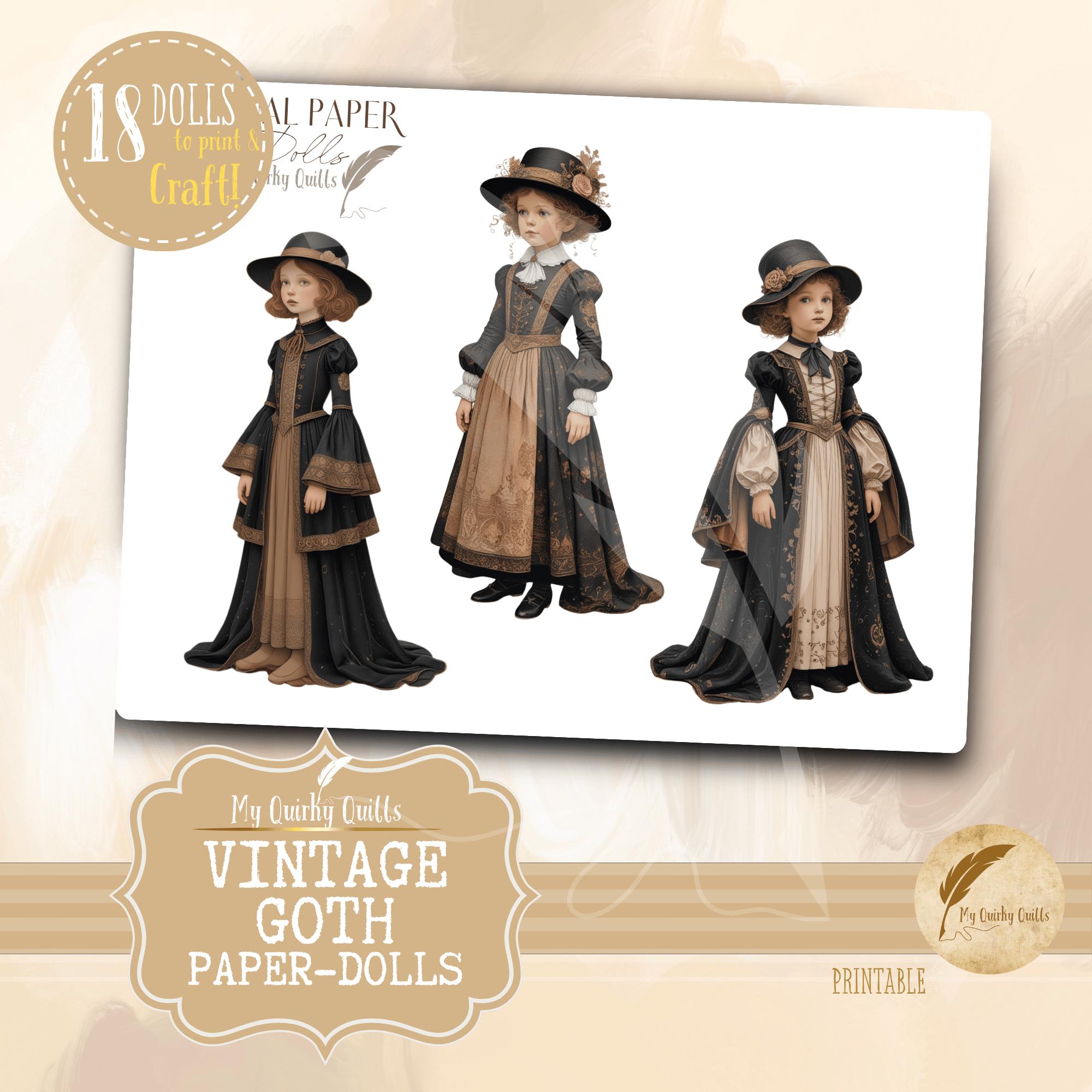 Vintage Gothic Paper Doll Fussy Cuts, Digital Ephemera, Whimsical ...